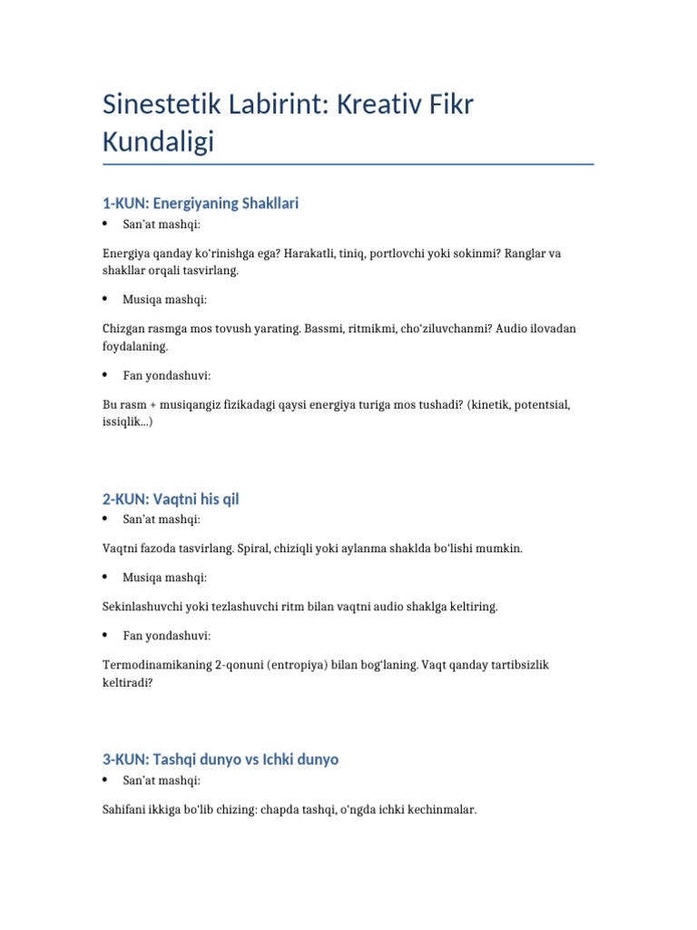 Sinestetik Labirint Kundaligi | PDF