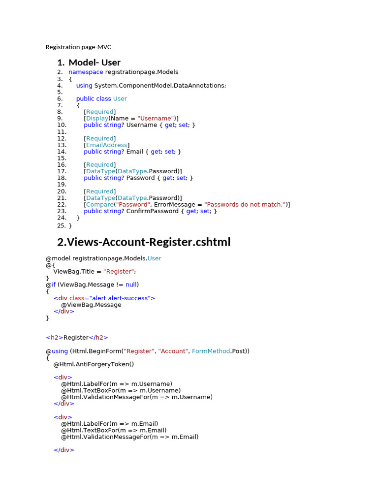 Registration Pagecode | PDF | User (Computing) | Password