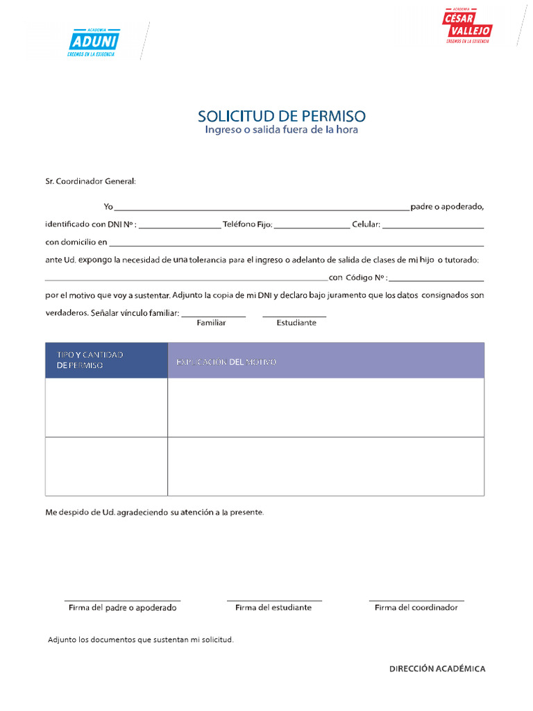 Formato Permiso de Salida | PDF