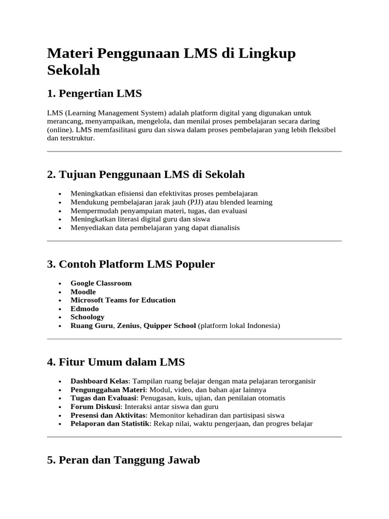 Materi Penggunaan LMS Di Lingkup Sekolah | PDF
