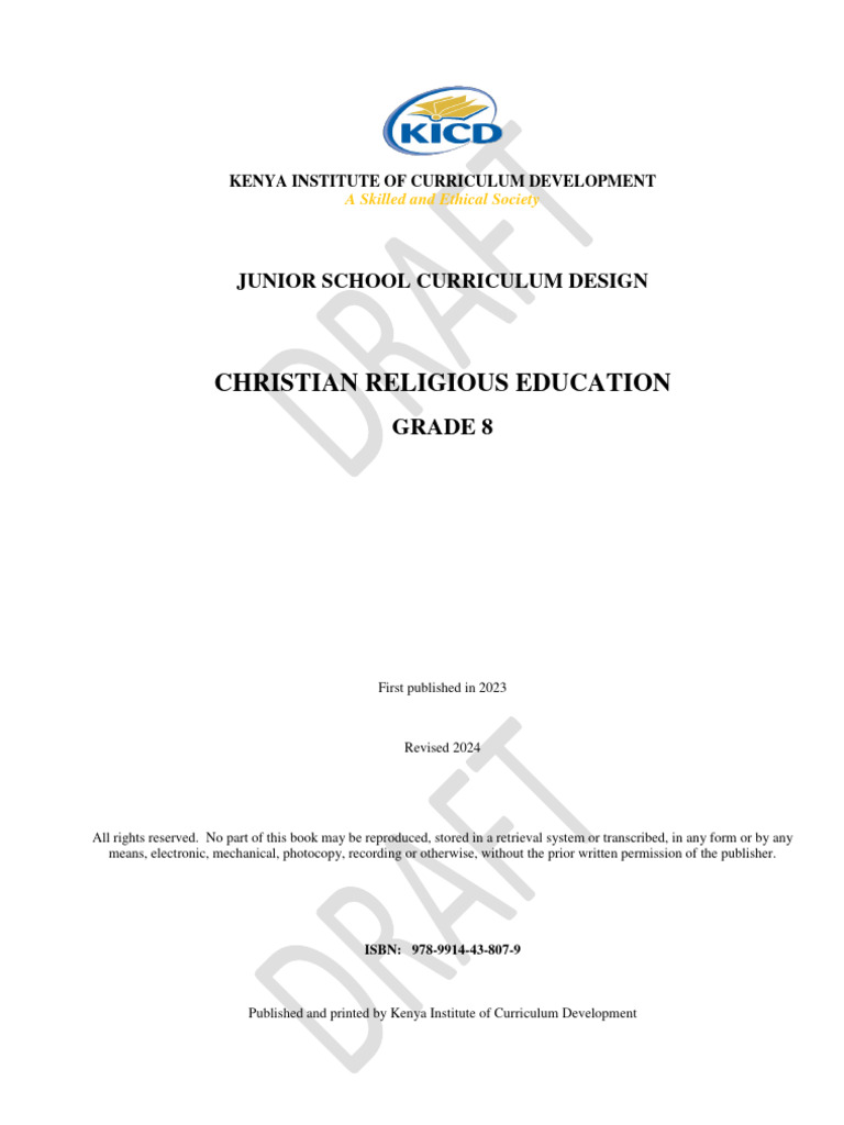 CRE Grade 8 Design Formatted April 2024 | PDF | Curriculum | Salvation
