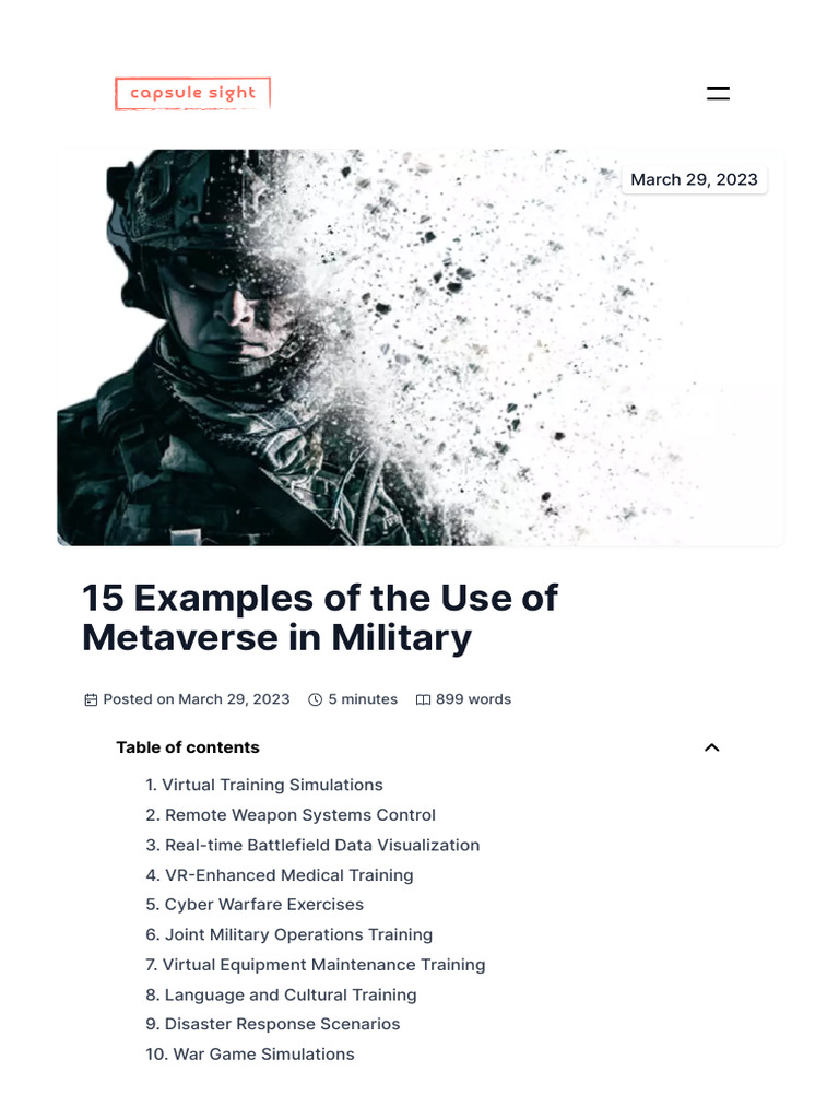 Military Innovations in the Metaverse | PDF | Virtual Reality | Simulation