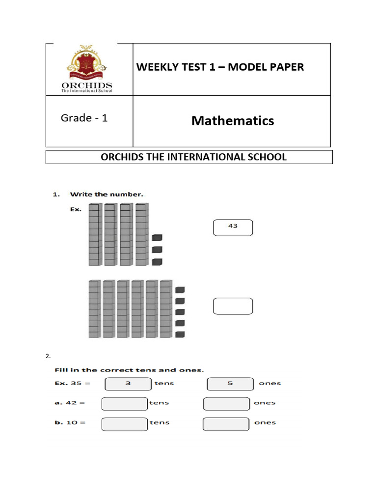 Orchids International School WT 1 Worksheet 1 | PDF
