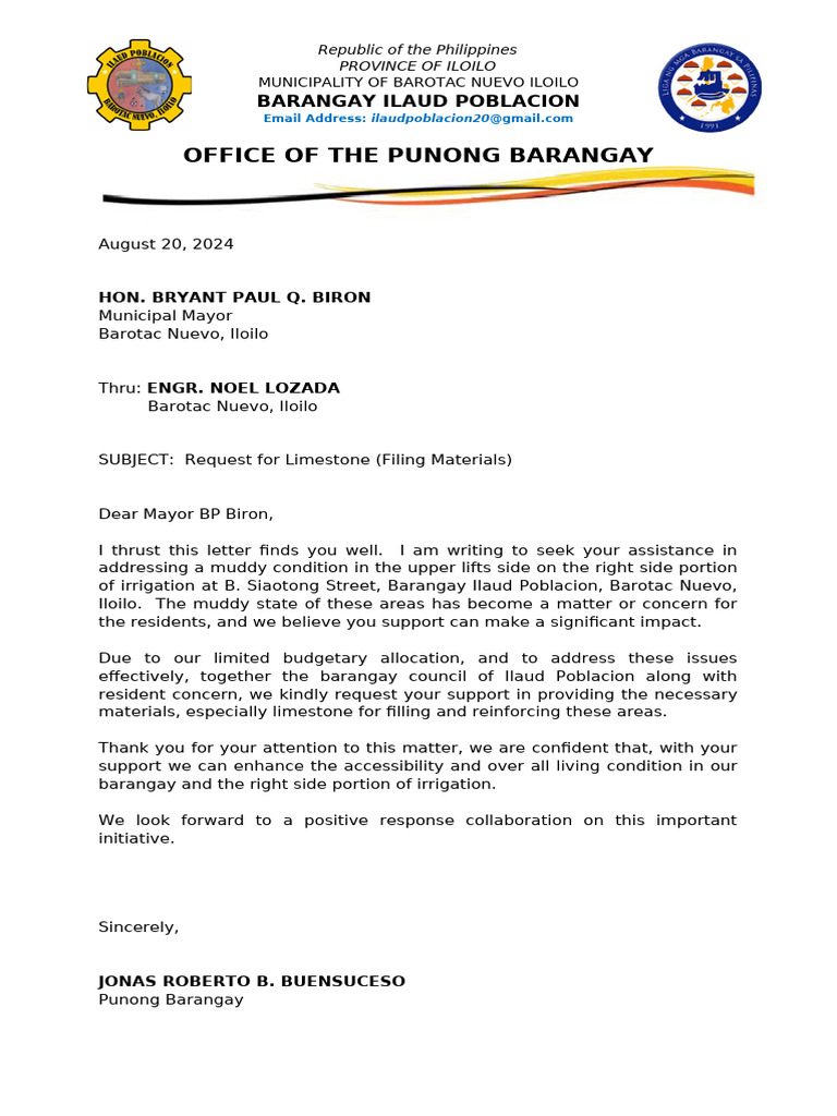 Letter Request For Limestone | PDF