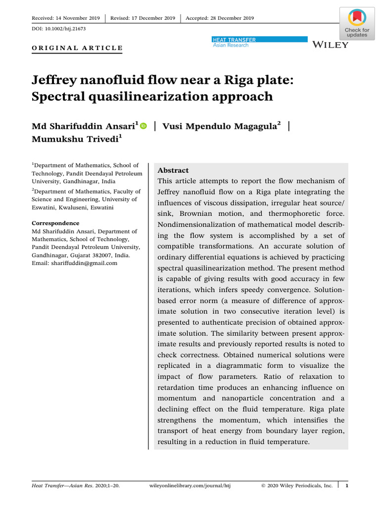 Jeffrey Nanofluid Flow Near A Riga Plate | PDF | Fluid Dynamics ...