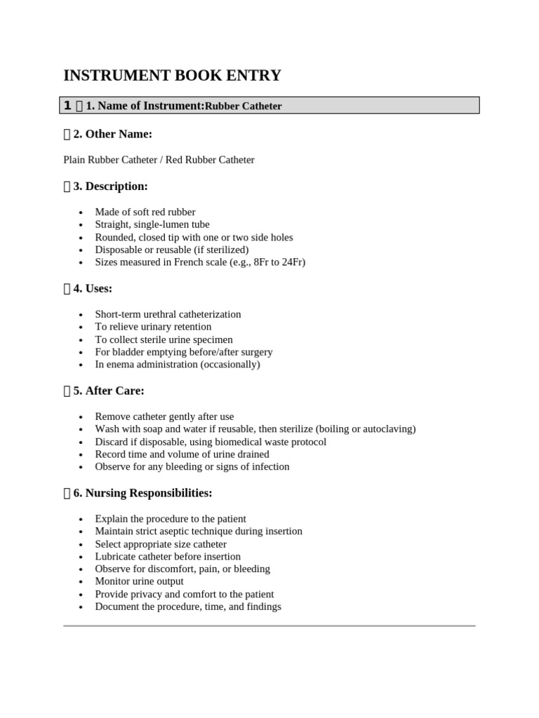 Instrument Book Entry | PDF | Childbirth | Catheter