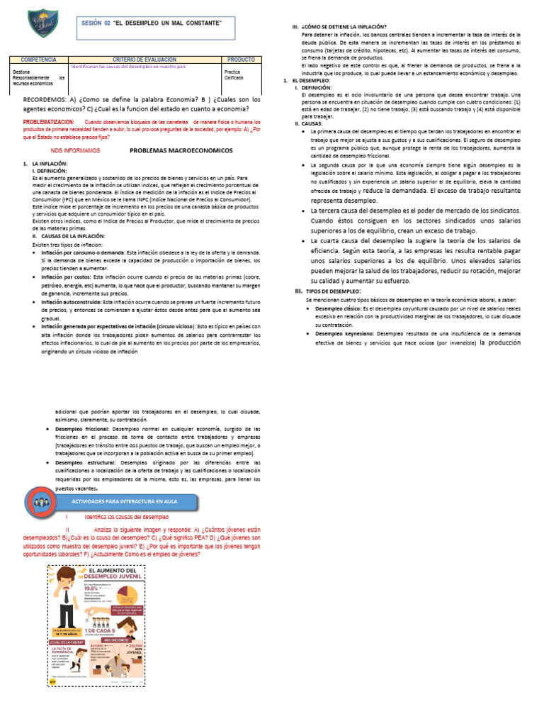 Sesión 02 Estudiante - Quinto Ccss Libertad 2025 III Unidad | PDF | Inflación | Desempleo