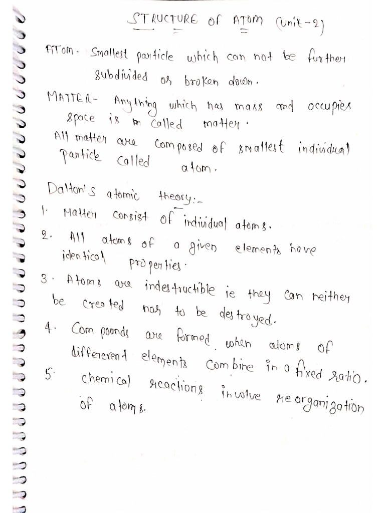 Structure of Atom, Notes | PDF