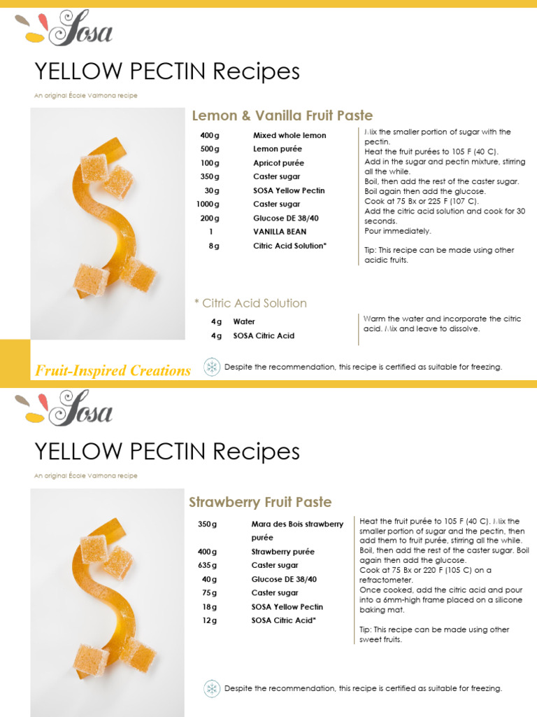 Yellow Pectin Fruit Paste Recipes | PDF | Sucrose | Lemon
