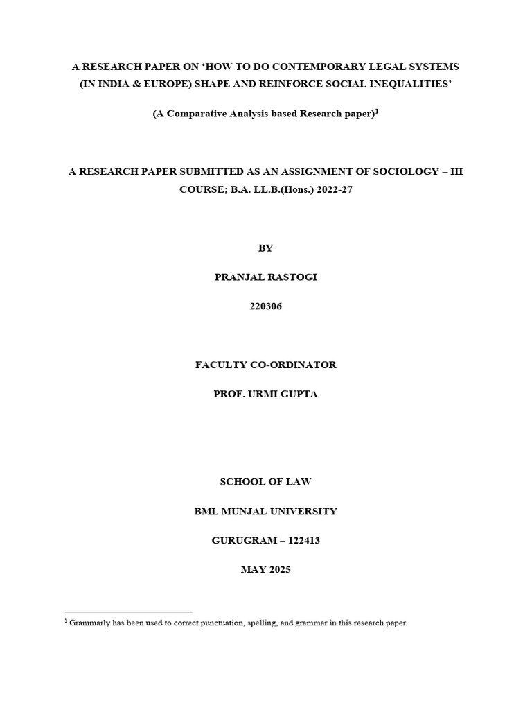 How To Do Contemporary Legal Systems (In India & Europe) Shape and ...