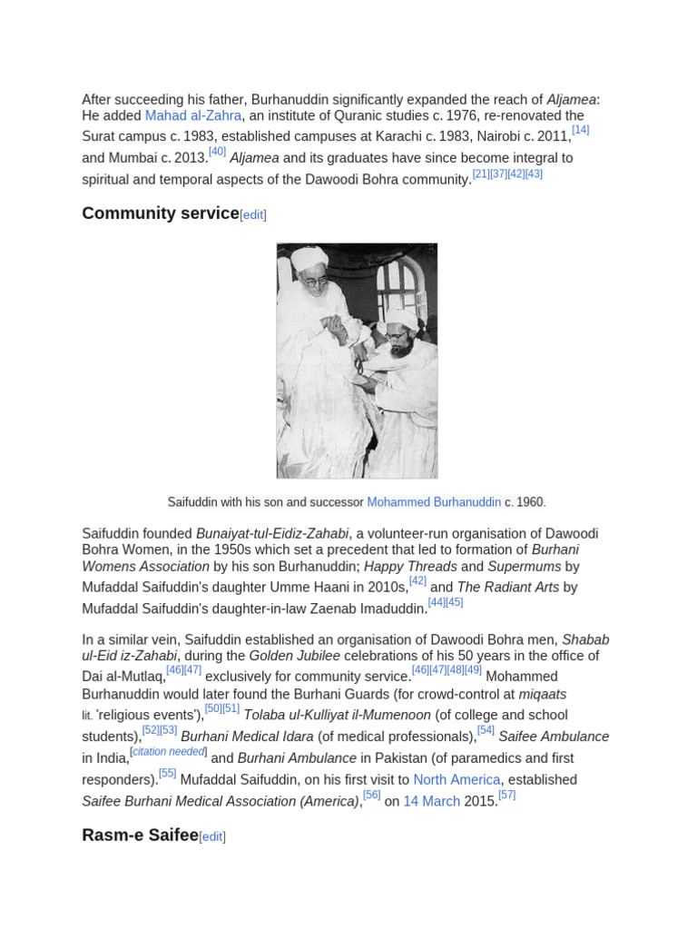 Legacy of Syedna Taher Saifuddin | PDF