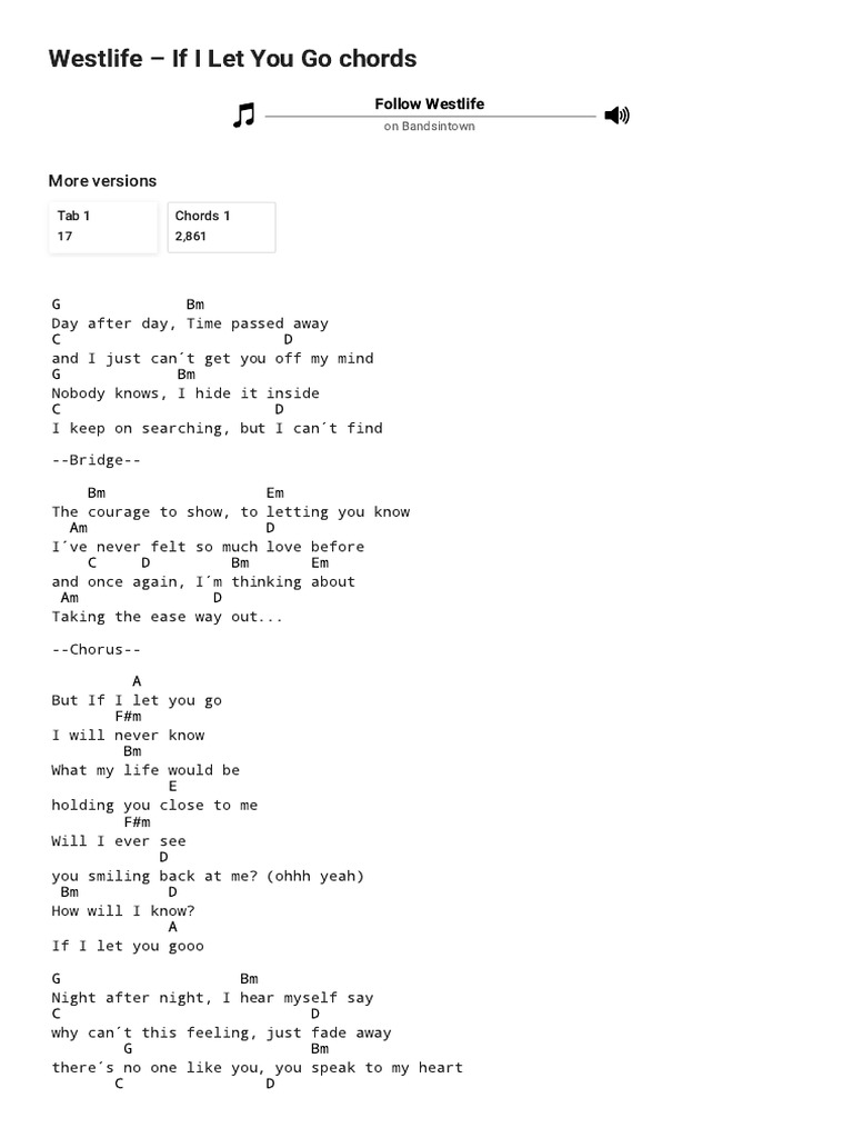 Westlife "If I Let You Go" Chords | PDF
