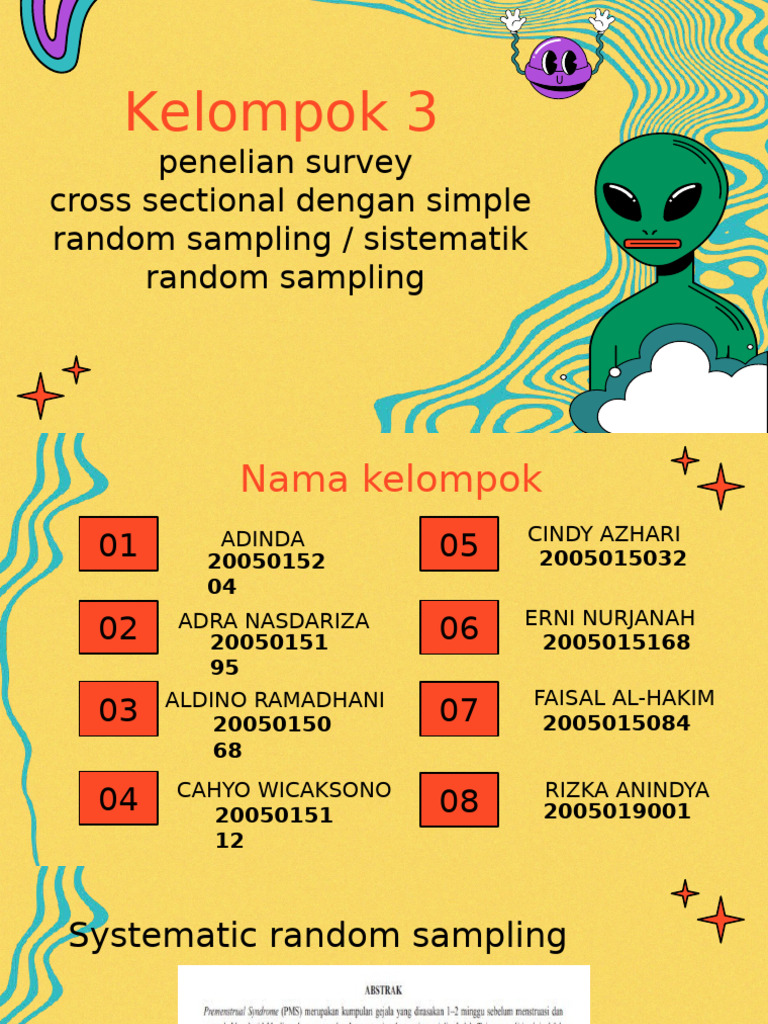 Kel 3_cross Sectional Dengan Simple Random Sampling Sistematik Random Sampling | PDF