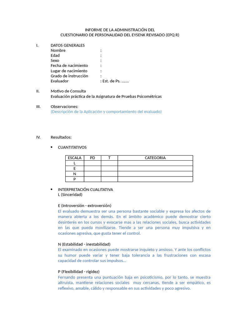 Esquema para El Informe Del Epq R | PDF