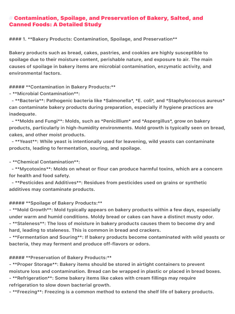 # Contamination, Spoilage, and Preservation of Bakery, Salted, and ...