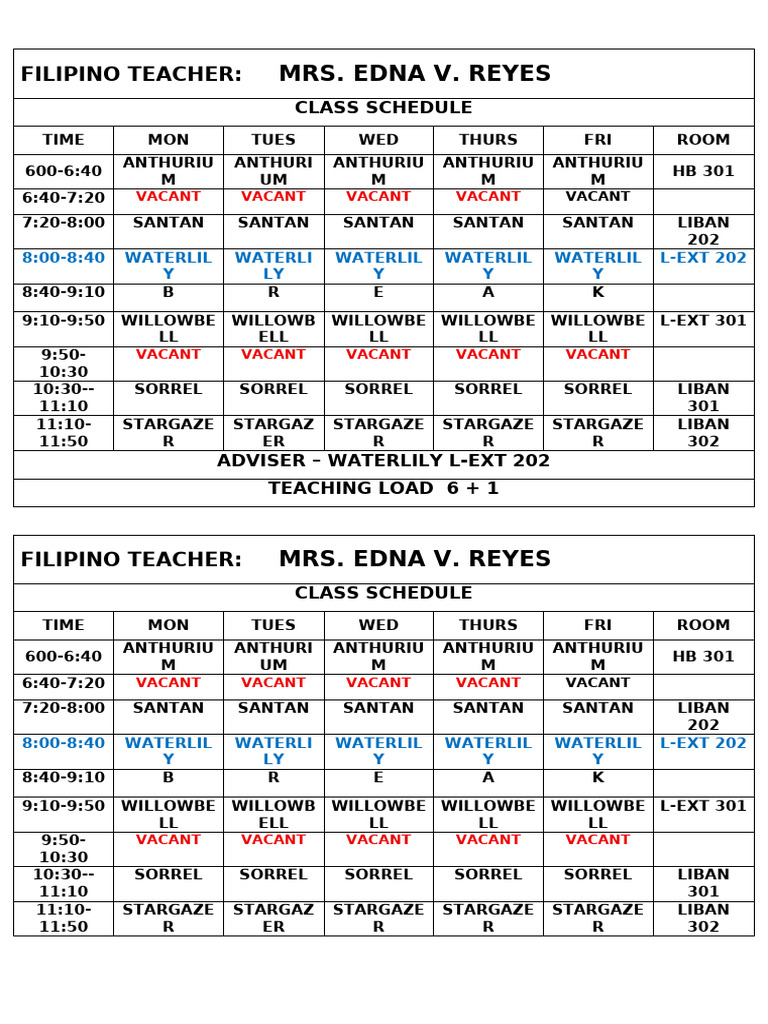New Sched 2025-2026 | PDF