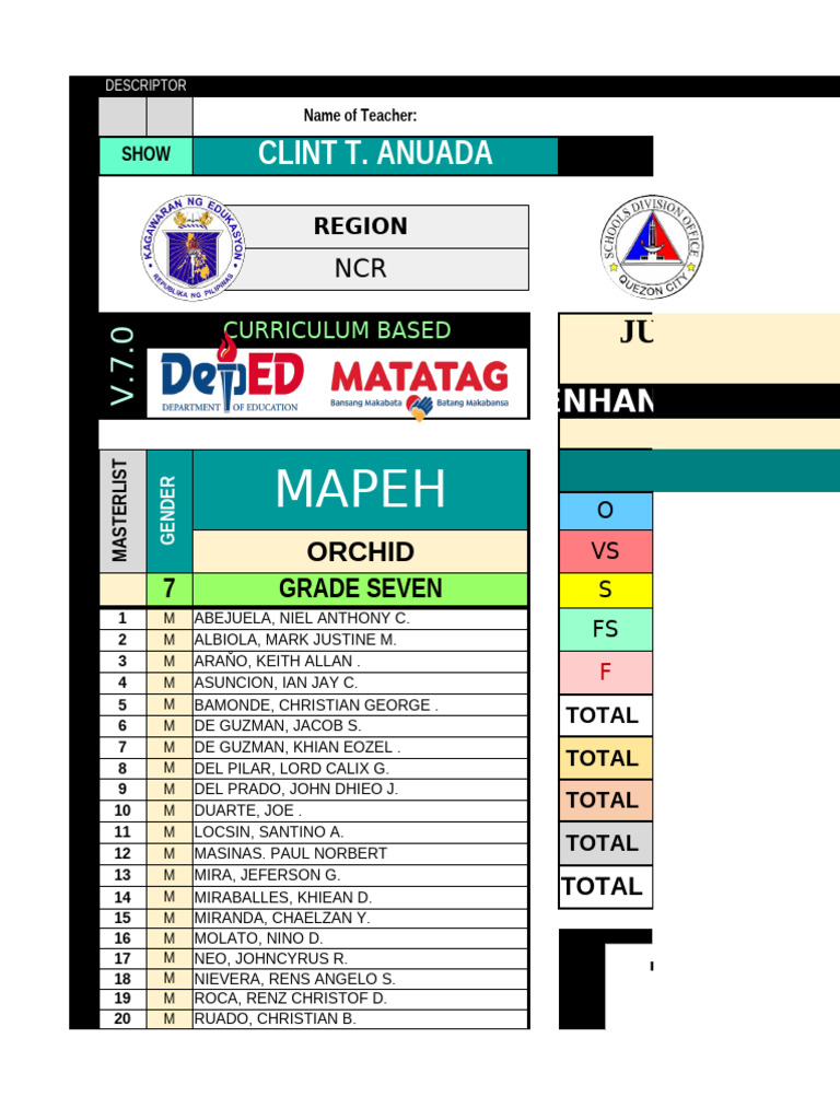 7-Orchid Deped Matatag Mapeh Enhanced Eclass-Record System Ts v.7.0-2024 Dov2 | PDF | Teachers ...