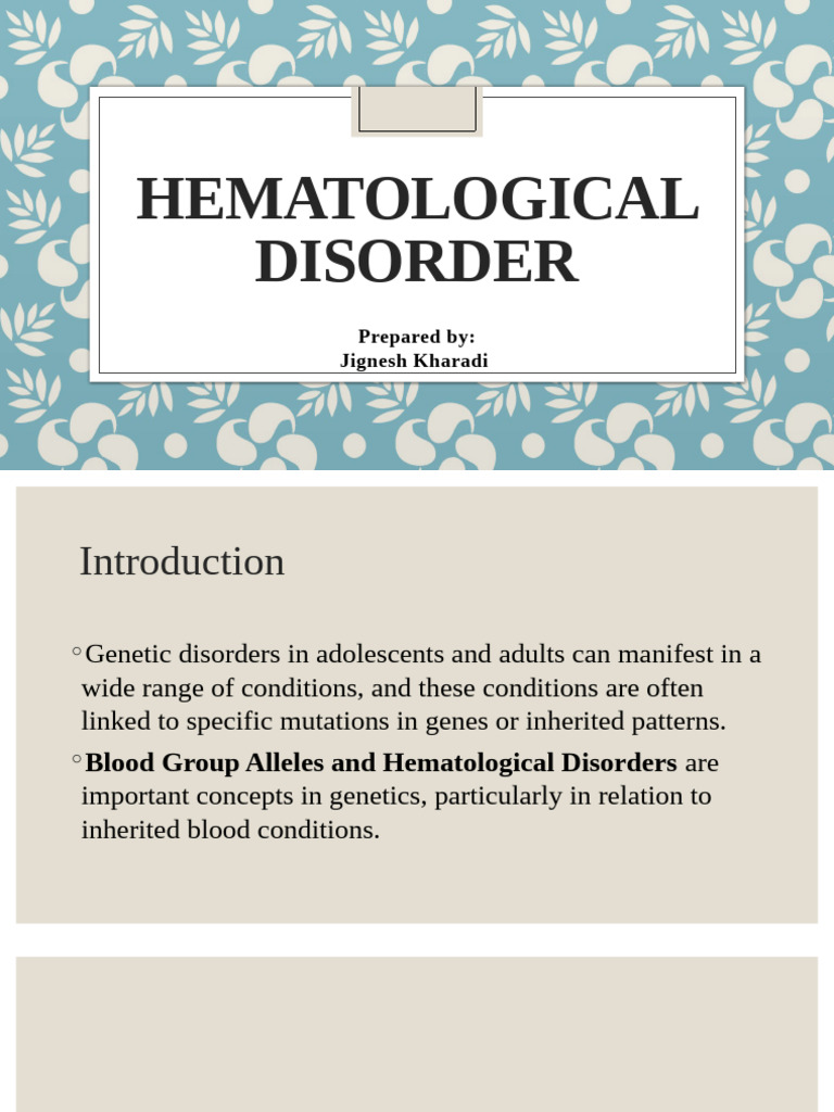 Hematological Disorder | PDF | Blood Type | Blood