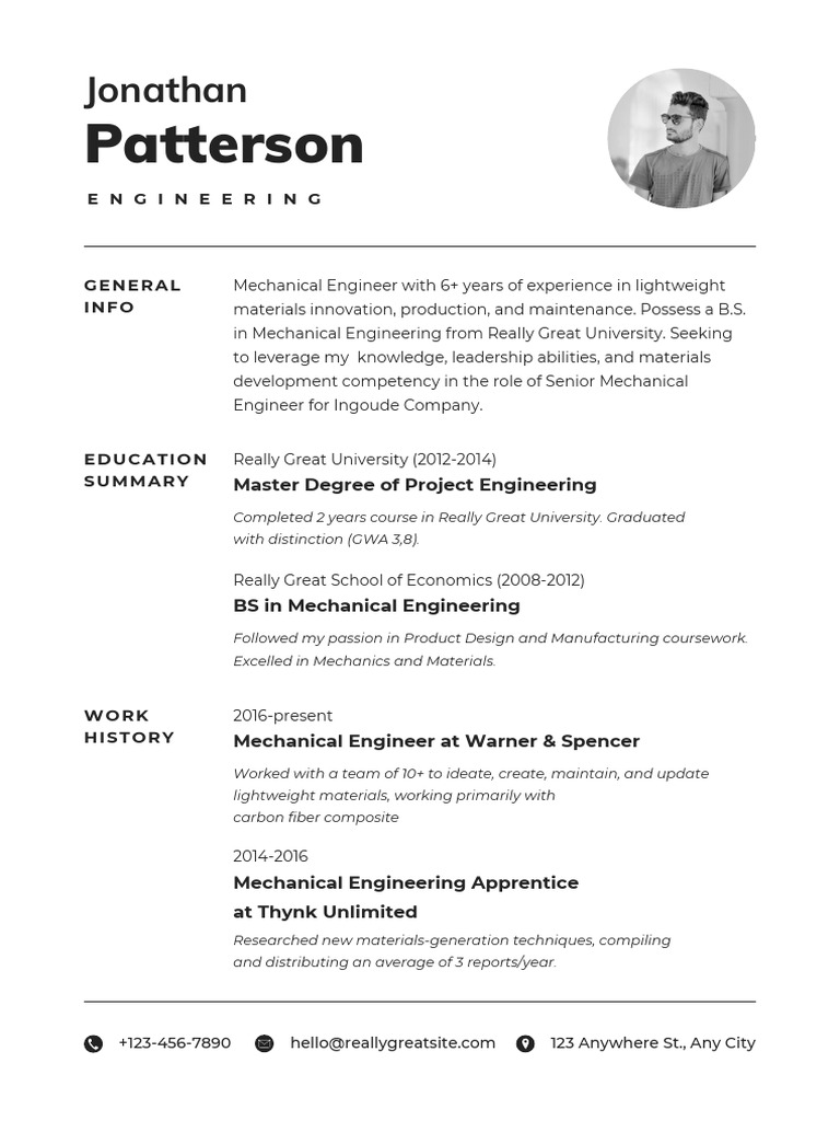 White Simple Minimalist Formal Engineer Resume & Cover Letter | PDF