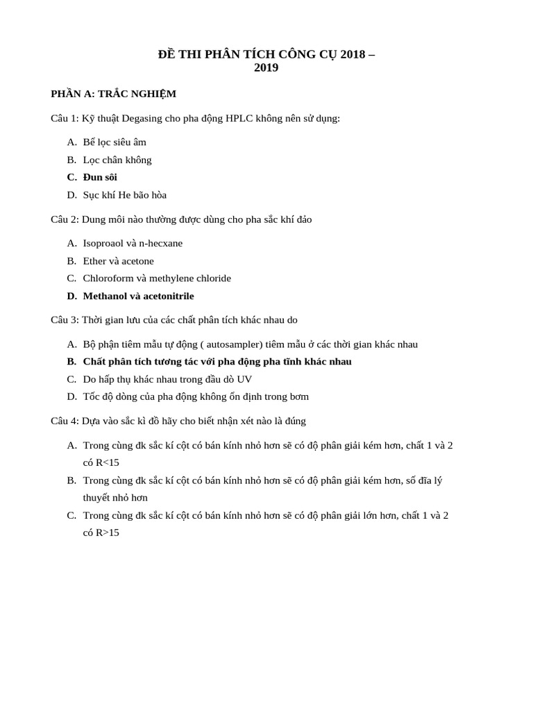 ĐỀ THI PTCC 2018 2019 | PDF