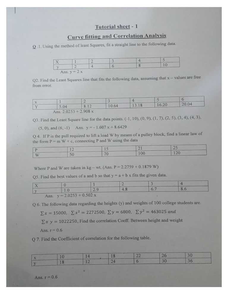 Curve Fitting and Correlation | PDF