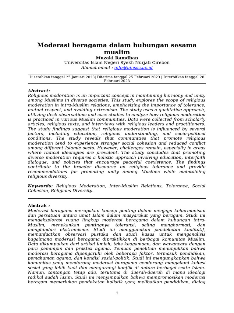 Muzaki Ramdhan_ Makalah PAI_Moderasi Beragama | PDF
