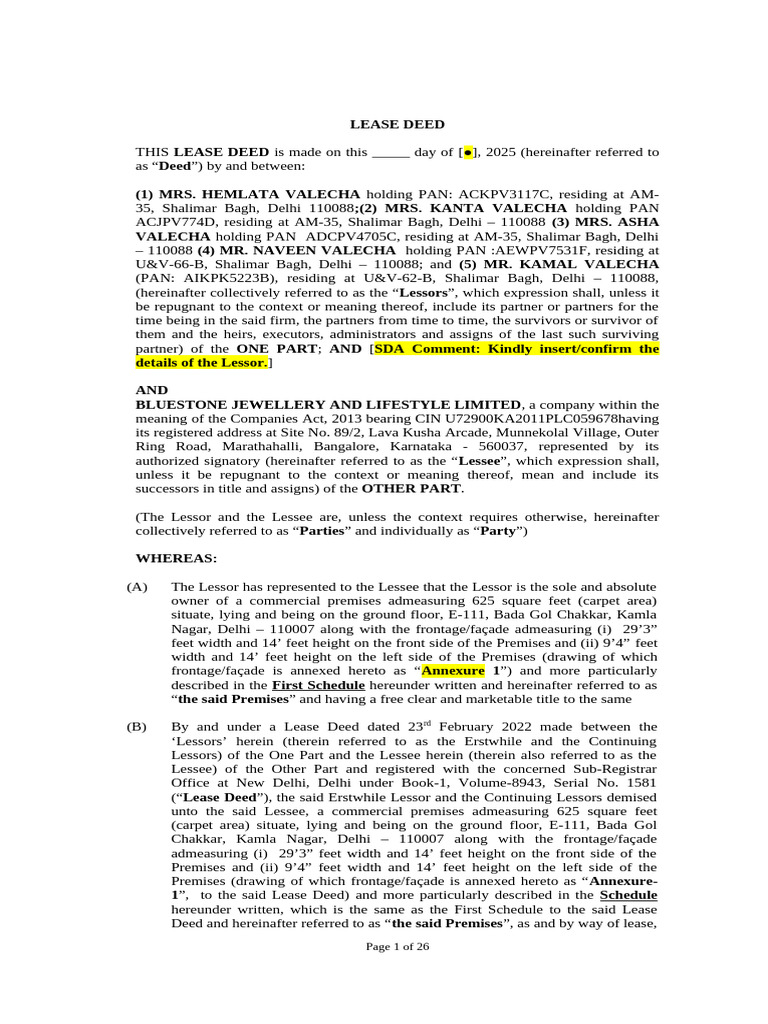 Kamala Nagar Lease Deed | PDF | Lease | Taxes