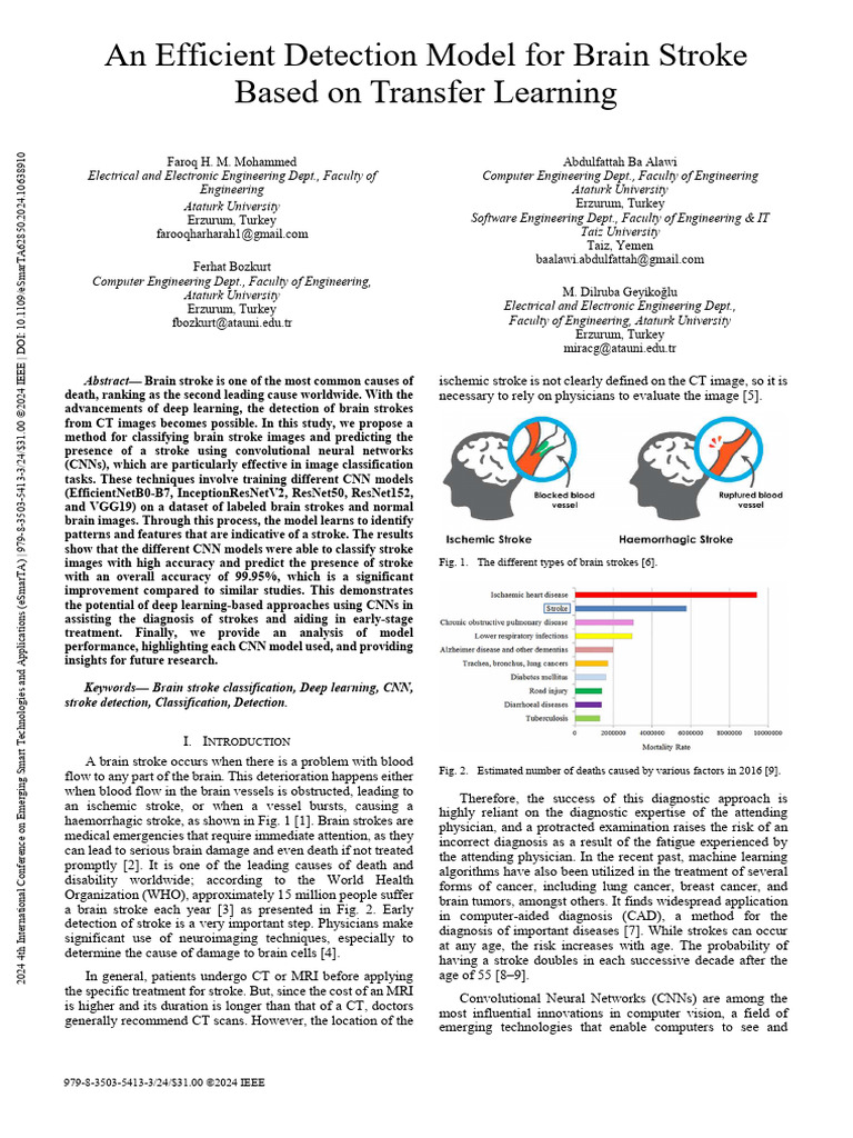An Efficient Detection Model For Brain Stroke Based On Transfer Learning | PDF | Stroke ...
