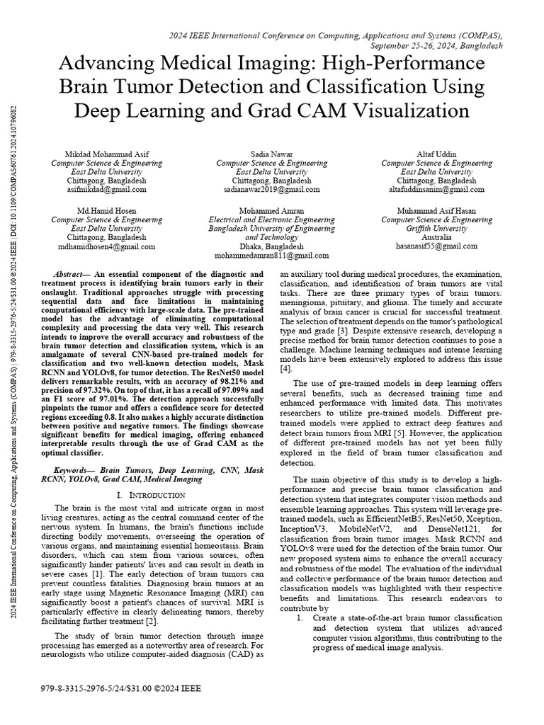 Advancing Medical Imaging High-Performance Brain Tumor Detection and ...