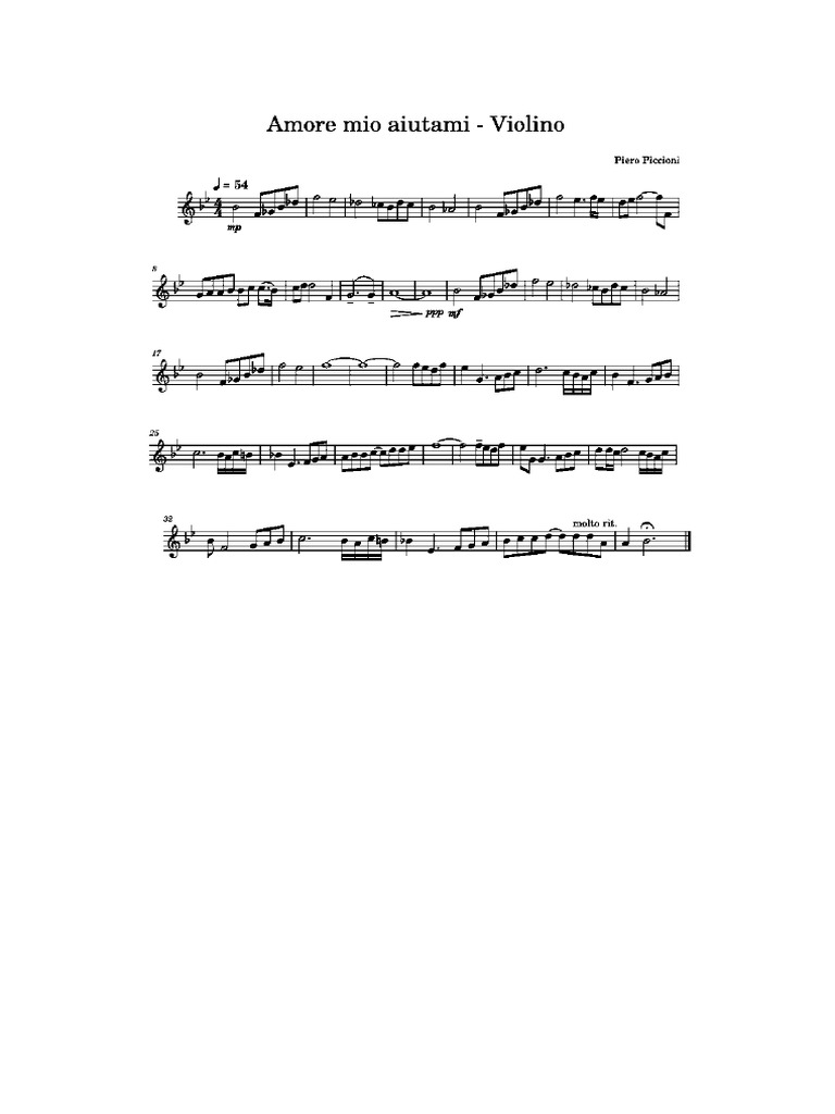 Piero Piccioni Amore Mio Aiutami | PDF