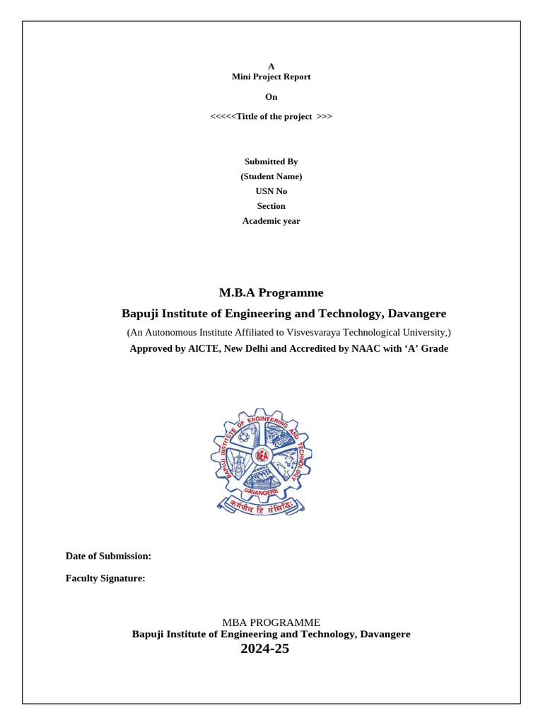 Mini Project Cover Page Format | PDF