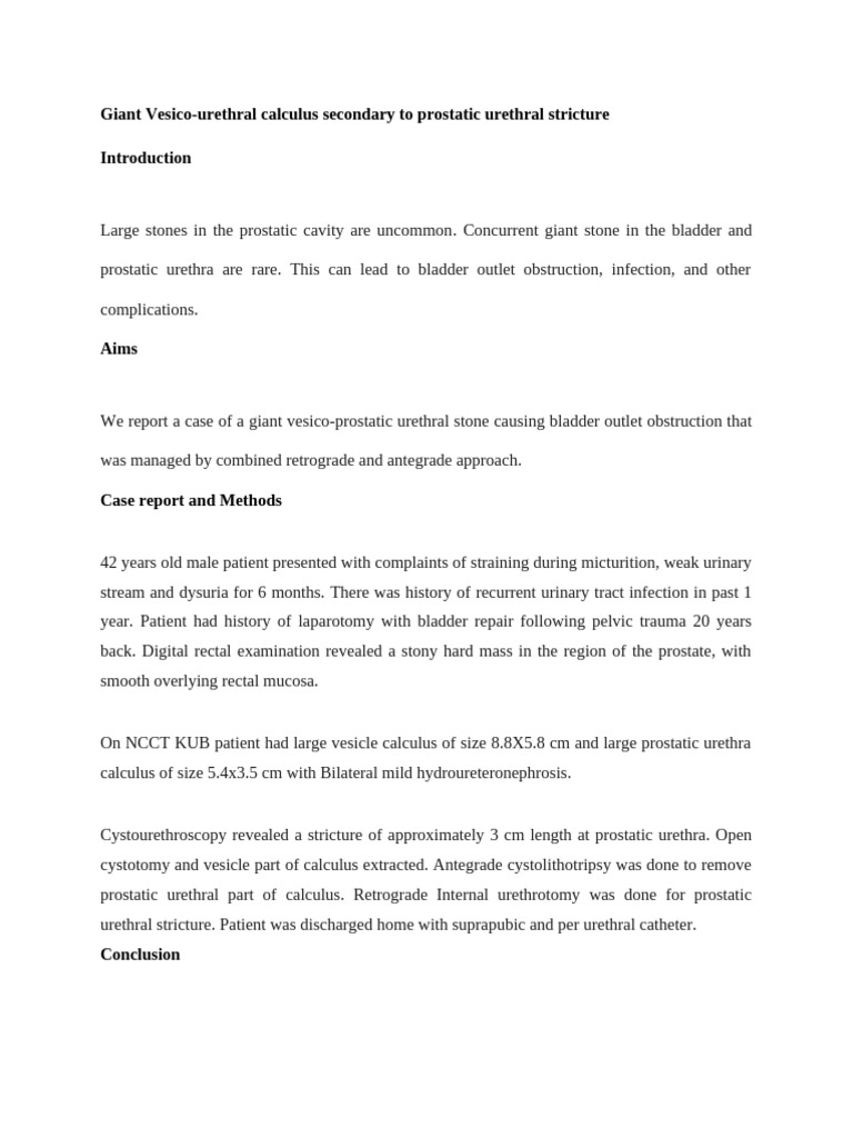 Abstract Prostatic Urethral Calculus | PDF