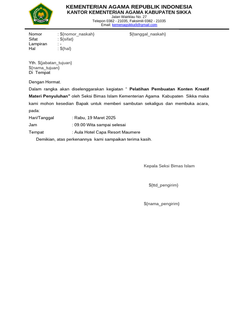 Undangan Pelatihan Konten Kreatif 2025 | PDF