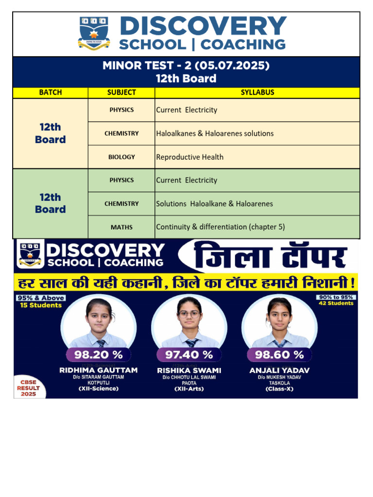 12th Board MINOR TEST - 2 (05.07.2025) | PDF