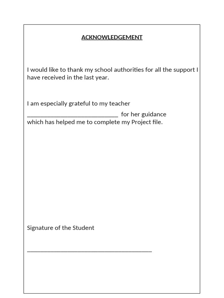 Acknowledgement for School Project | PDF