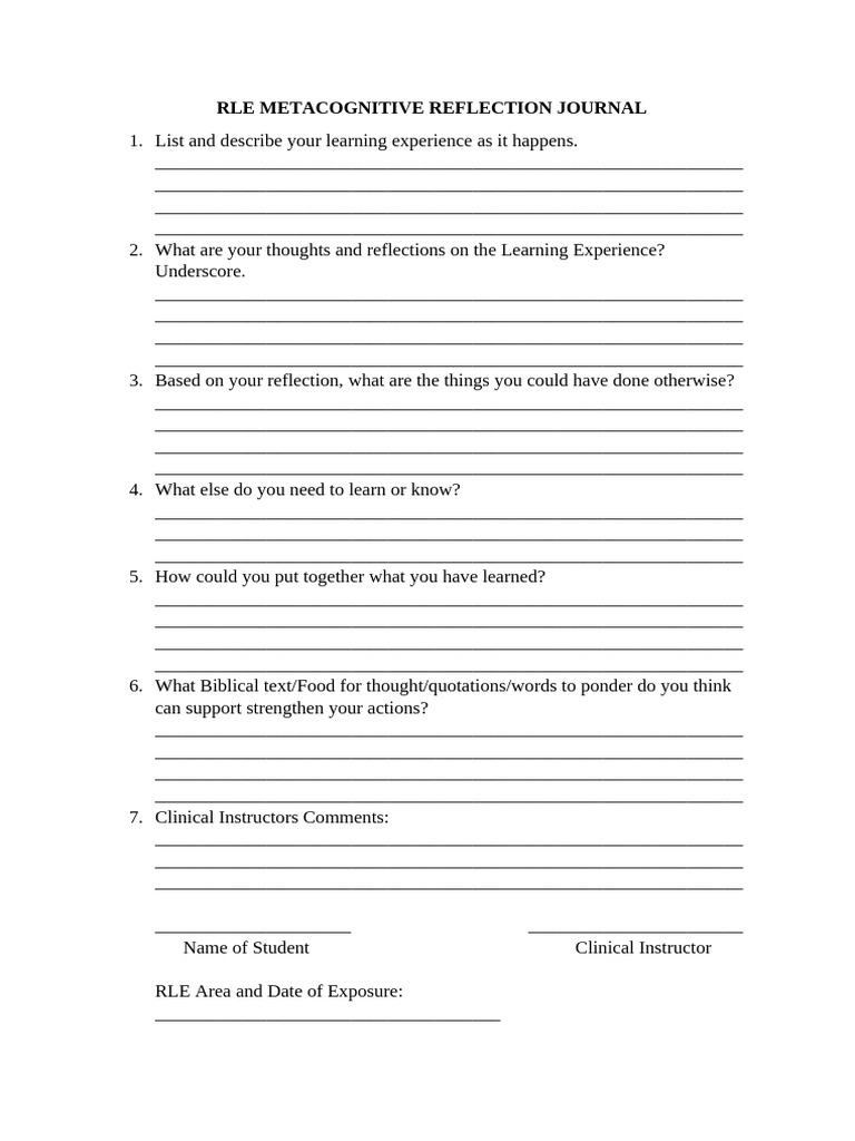 Metacognitive Reflection Journal | PDF