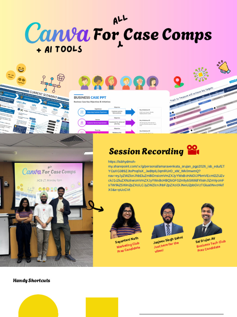 Canva + AI Tools For Case Comps Session - ISB Co26 | PDF