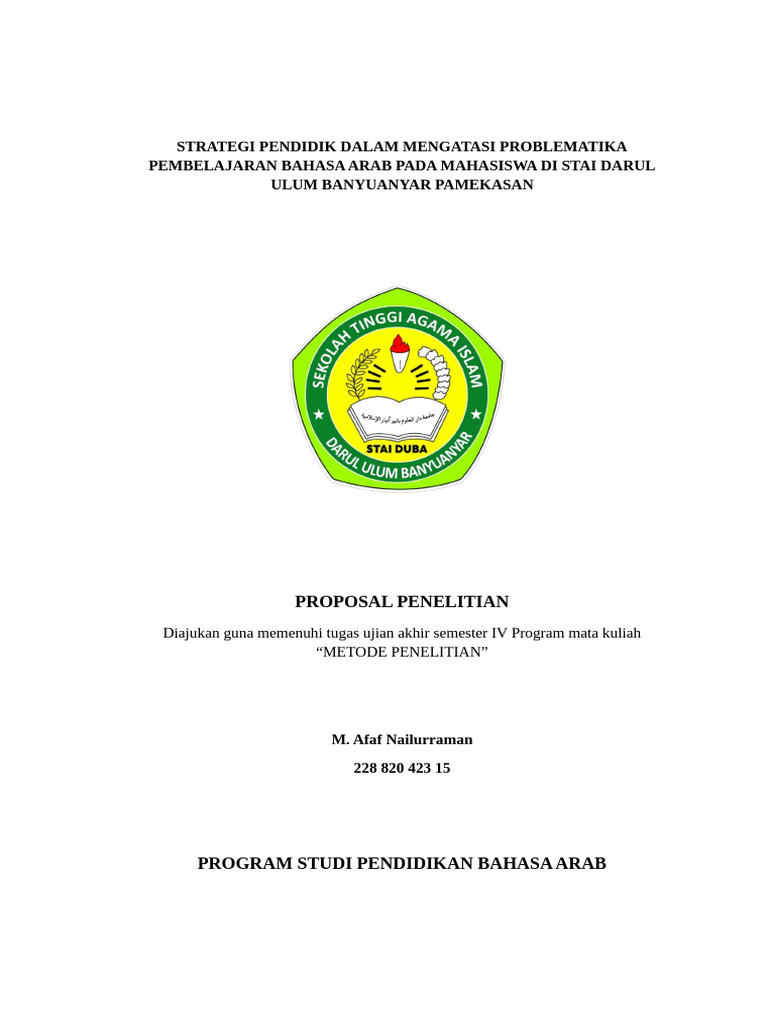 Proposal Penelitian PBA IV - Afaf | PDF