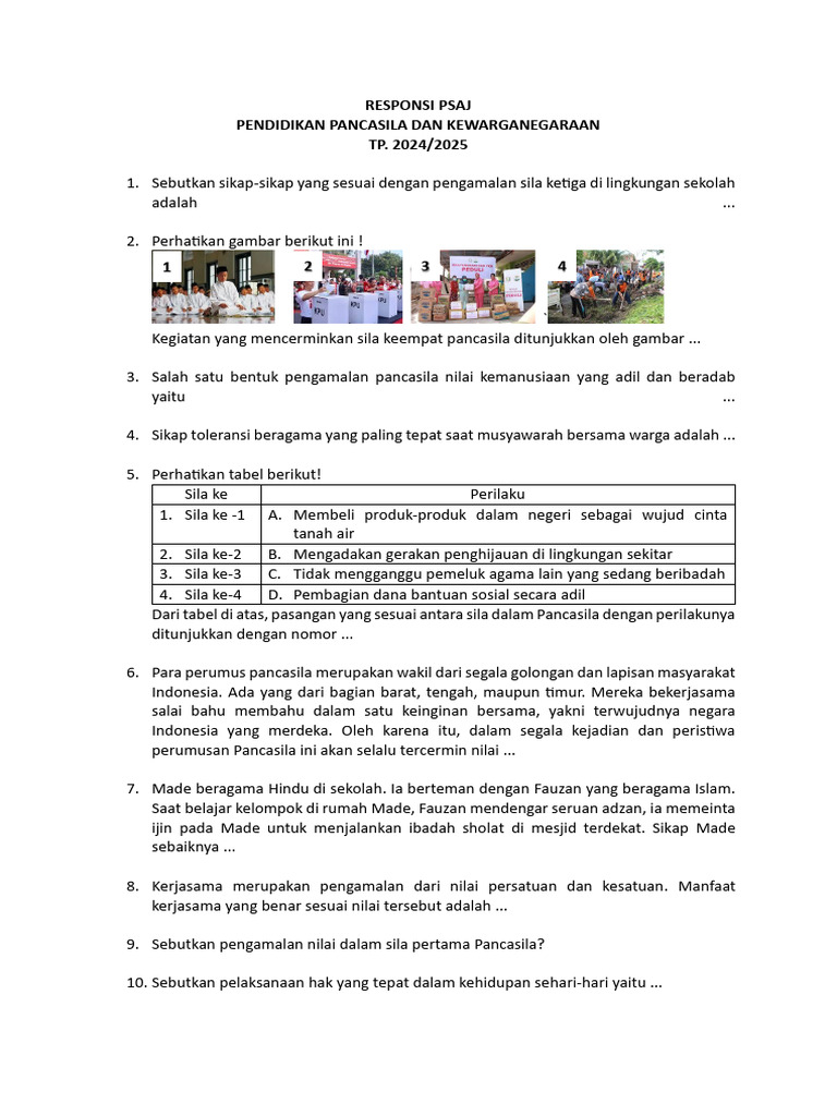 Responsi Psaj PKN Tp2425 Soal | PDF