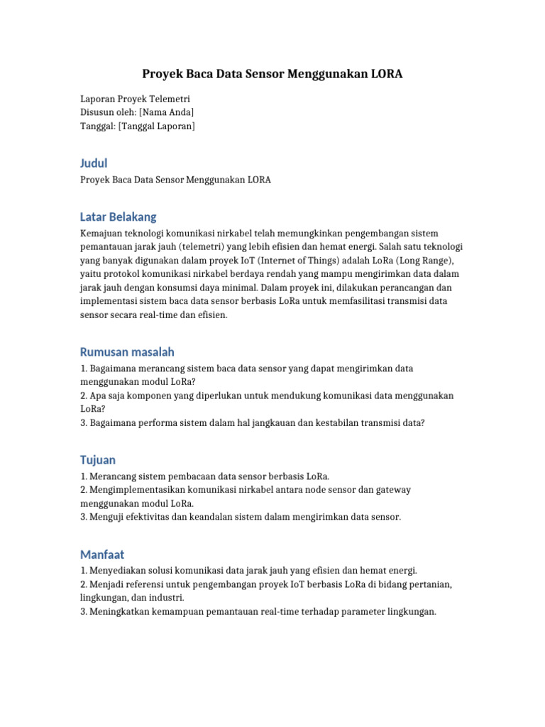 Proyek Baca Data Sensor LoRa | PDF