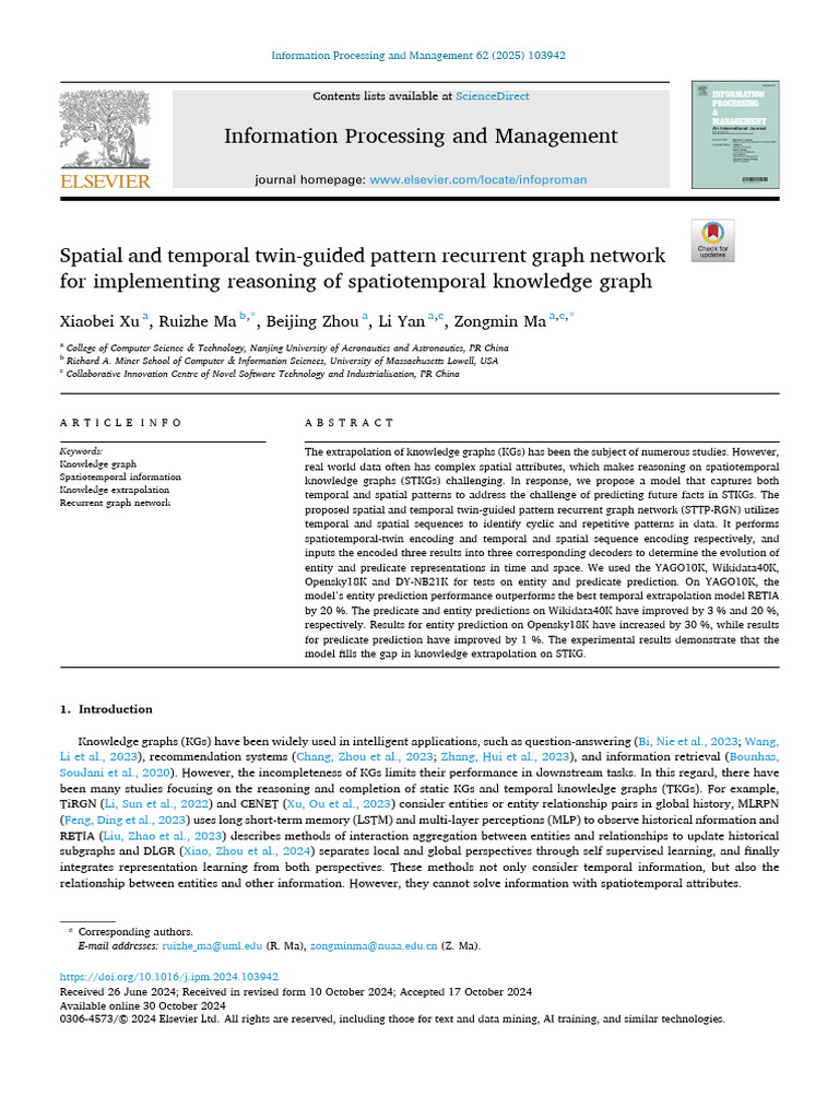 Spatial and Temporal Twin Guided Pattern Recurrent Grap - 2025 - Information Pro | PDF ...