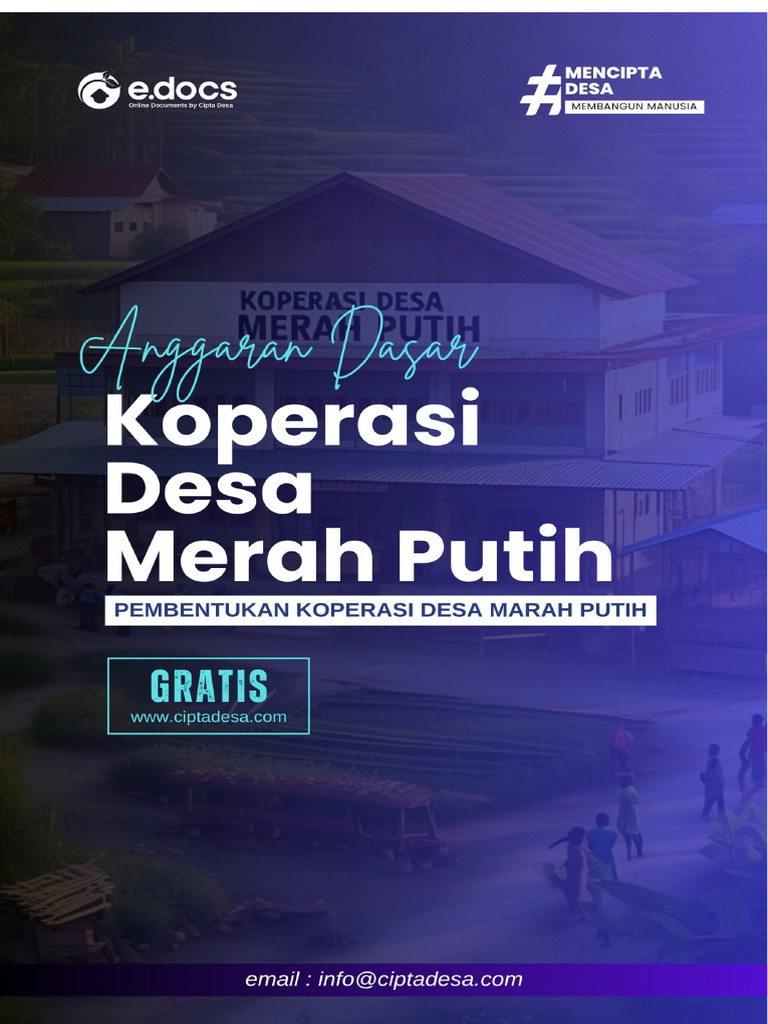 Anggaran Dasar Koperasi Desa Merah Putih | PDF