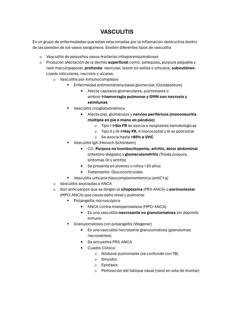 VASCULITIS | PDF | Especialidades Medicas | Enfermedades y trastornos