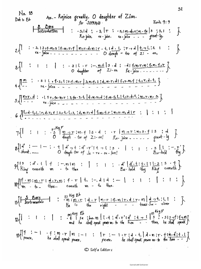 Solfa Notation of Rejoice Greatly Handel | PDF