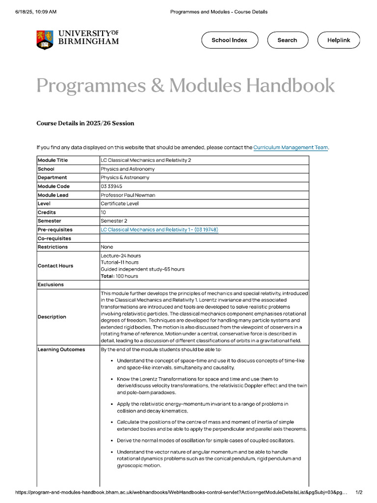 2025-2026 Course Details | PDF