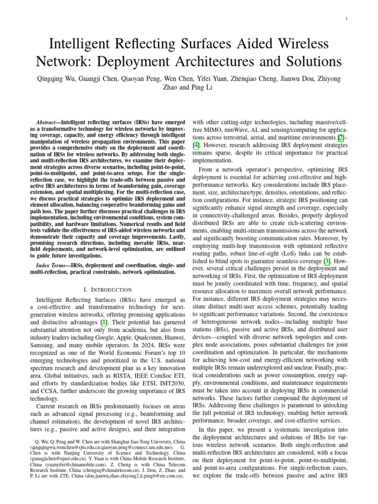 IRS Deployment Strategies for Wireless Networks | PDF | Mimo | Computer ...