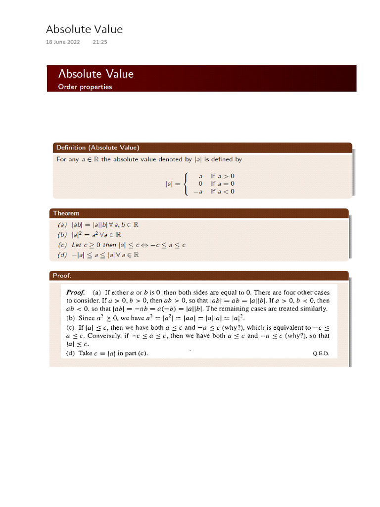 Absolute Value | PDF