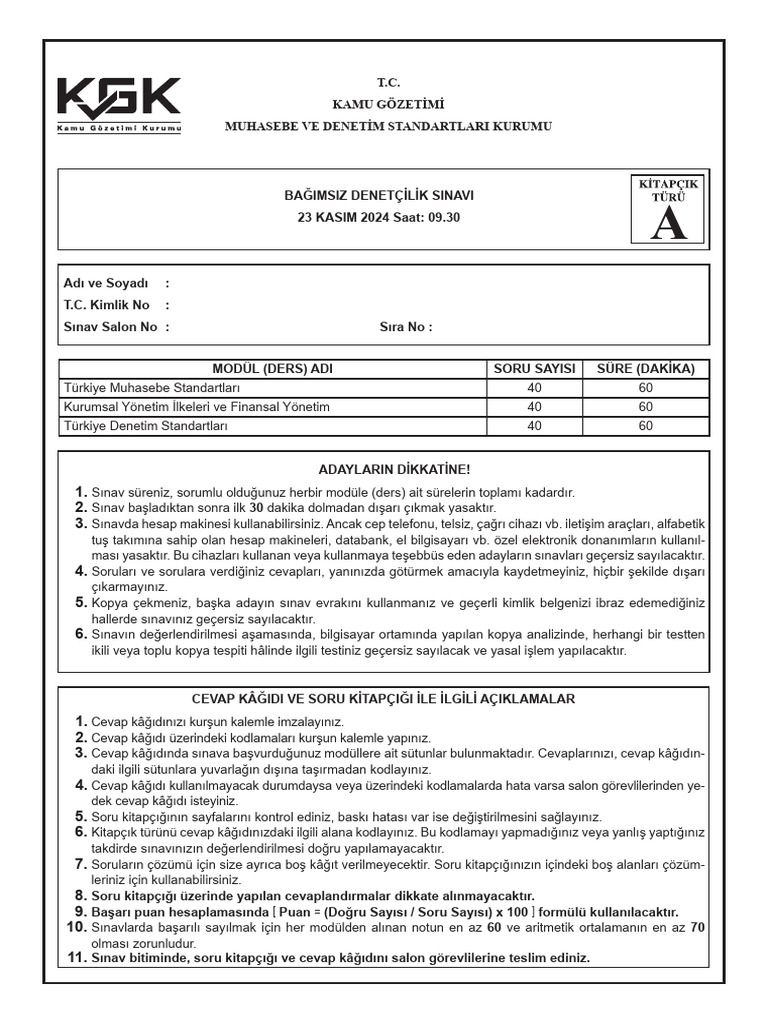 Kamu Gözetimi Muhasebe Ve Denetim Standartlari Kurumu: 3 Kasim | PDF