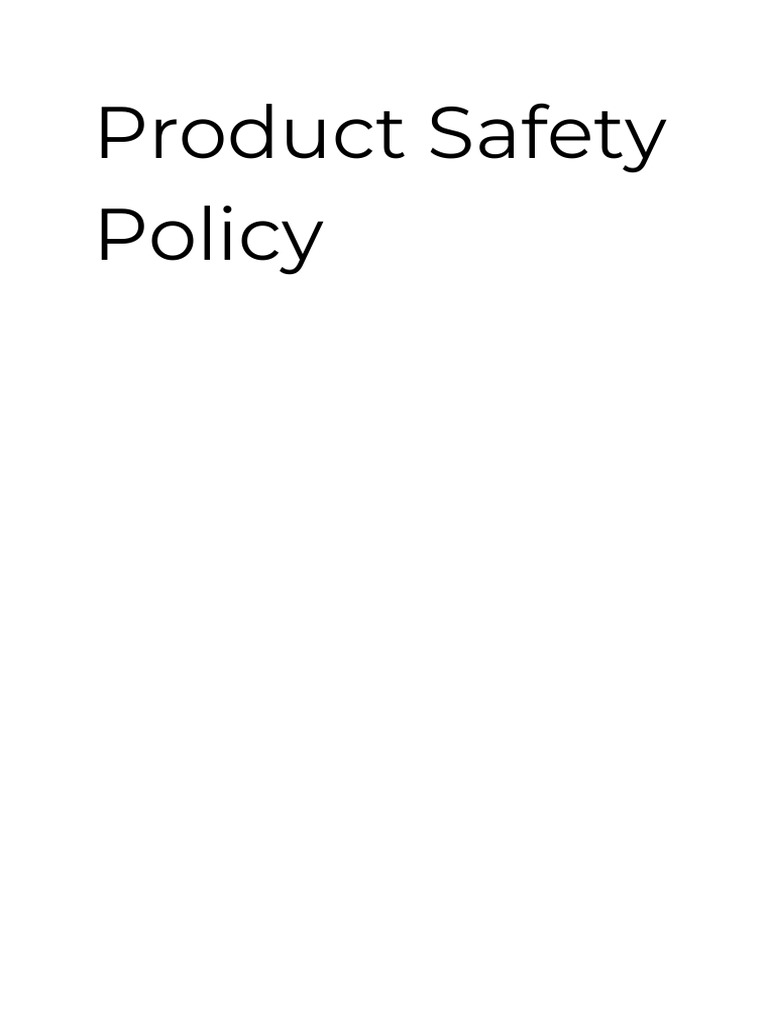 Sales - Product Safety Policy | PDF | Safety | Regulation