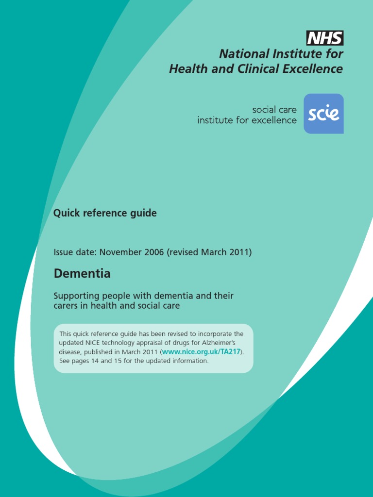 NICE - Dementia (Quick Reference) | PDF | Dementia | Caregiver